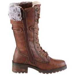 Mustang Shoes Damen Winterstiefel "Haukea", Gr. 40, braun, Lederimitat, Textil, Schuhe, Snowboots, Winterstiefel mit TEX-Membrane