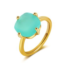 AILORIA Damen Fingerring "Ring Aqua Chalcedon &Eacute;GLANTINE", 53, gr&uuml;n, Fingerringe