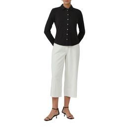 Damen Hemdbluse, schwarz, Gr. 34, s.Oliver BLACK LABEL, unifarben, Jersey, Obermaterial: 94% Viskose, 6% Elasthan, Blusen, mit Perlmuttkn&ouml;pfen