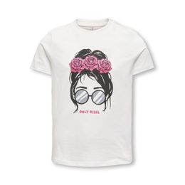 KIDS Only M&auml;dchen T-Shirt "KOGMIA LIFE REG S/S GIRL TOP FR ZA JRS", wei&szlig;, Gr. 110, bedruckt, unifarben, Jersey, Obermaterial: 100% Baumwolle, Shirts,