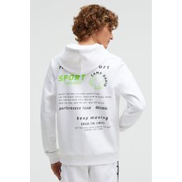 CAMP DAVID Herren Kapuzensweatshirtwei&szlig;, Gr. XXL, bedruckt, Jersey, Material: 70% Baumwolle, 30% Polyester, Sweatshirts, mit reflektierenden Details