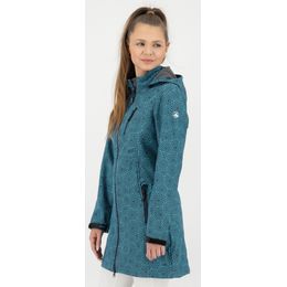 DEPROC Active Damen Softshelljacke "SHELBY LONG", blau, Gr. 38, Softshell, 100% Polyester, Jacken, leichter Softshell Kurzmantel mit abnehmbarer