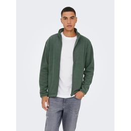 Only & Sons Kapuzensweatjacke ONLY & SONS "ONSAKEEM FULL ZIP REG SWEAT OTL", Herren, Gr. XL, castor gray, angeraute Sweatware, Obermaterial: 100% Polyester, unifarben, regular fit, Rippb&uuml;ndchen, Sweatjacken