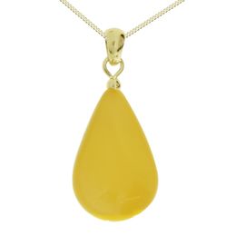 OSTSEE-SCHMUCK Damen Kette mit Anh&auml;nger "- Tropfen flach, ca. 22 mm lang - Silber 925/000, vergoldet - Bernstein", 42, Silber 925 (Sterlingsilber),