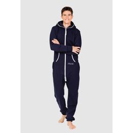 MONIZ Damen Jumpsuit, Gr. XL, blau, 80% Baumwolle, 20% Polyester, Overalls, mit kuscheligem Komfort