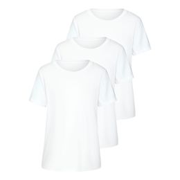 Damen T-Shirt "mit modischem Schlitz am Saum", wei&szlig;, Basic, Gr. 40, BEACHTIME BY LASCANA, unifarben, Single Jersey, Obermaterial: 100% Baumwolle,