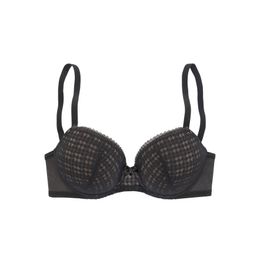 s.Oliver Damen Push-up-BH "Noelle", Gr. 85, schwarz, Spitze, Obermaterial: 60% Polyamid, 35% Polyester, 5% Elasthan, BHs, mit B&uuml;gel, aus graphischer