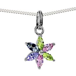 OSTSEE-SCHMUCK Damen Kette mit Anh&auml;nger "- Bl&uuml;te - Silber 925/000 - Zirkonia", 45, Silber 925 (Sterlingsilber), silber, Silber 925 (Sterlingsilber),