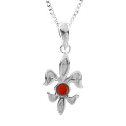 OSTSEE-SCHMUCK Damen Kette mit Anh&auml;nger "- Lilie - Silber 925/000 - Bernstein", 45, Silber 925 (Sterlingsilber), silber, Silber 925 (Sterlingsilber),