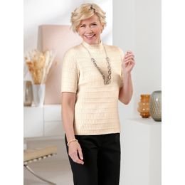 CLASSIC Damen Kurzarmpullover "Pullover", beige, Gr. 44, unifarben, 55% Baumwolle, 45% Viskose, Pullover