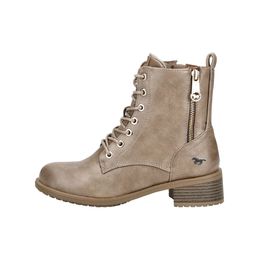 Mustang Shoes Damen Schn&uuml;rstiefelette "Mustang Shoes Stiefelette Lederimitat", Gr. 38, beige, Lederimitat, Schuhe