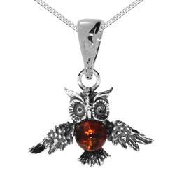 OSTSEE-SCHMUCK Damen Kette mit Anh&auml;nger "- Eule - Silber 925/000 - Bernstein", 42, Silber 925 (Sterlingsilber), silber, Silber 925 (Sterlingsilber),