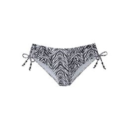 s.Oliver Damen Bikini-Hose "Kanto", schwarz-wei&szlig;, Gr. 38, bedruckt, Microfaser, Recycling-Polyamid, Badehosen, seitlich regulierbar und im