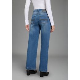 Bruno Banani Damen Weite Jeans, blau, Gr. 36, unifarben, Denim/Jeans, Obermaterial: 98% Baumwolle, 2% Elasthan, Jeans, mit Elasthan-Anteil, aus