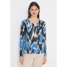 Cecil Damen Langarmshirtuniversal blau melange, Gr. M, gemustert, Stoff, 67% Viskose, 28% Polyester, 5% Elasthan, Shirts, aus softer Viskose