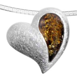 OSTSEE-SCHMUCK Damen Kette mit Anh&auml;nger "- Gleiter-Herz 20 mm - Silber 925/000 - Bernstein", 42, Silber 925 (Sterlingsilber), silber, Silber 925