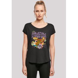 F4NT4STIC Damen T-Shirt "Long Cut Shirt 'Scooby Doo The Amazing Scooby'", schwarz, Gr. XS, Obermaterial: 100% Baumwolle, Shirts, Damen,Premium