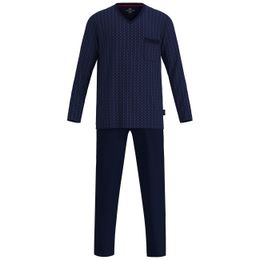 G&ouml;tzburg G&Ouml;TZBURG Herren Schlafanzug "Kos", Gr. 48, blau, Single Jersey, Obermaterial: 60% Baumwolle, 40% Polyester, Homewear-Sets, mit Brusttasche,
