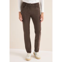 Cecil Damen Cordhose, braun, Gr. 36, unifarben, Cord, 98% Baumwolle, 2% Elasthan, Hosen, Middle Waist
