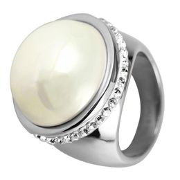 Adelia&acute;s ADELIA ́S Damen Fingerring "Damen Ring aus Edelstahl mit Strass Steinchen", 56, Edelstahl, silber, Edelstahl, Fingerringe