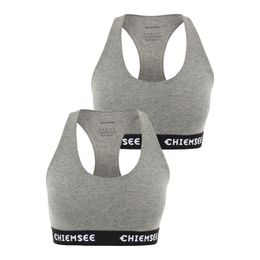Chiemsee Damen Sport-Bustier, Gr. S, grau, 71% Baumwolle, 24% Viskose, 5% Elasthan, unifarben, BHs, - in vorteilhaftem 2er Pack