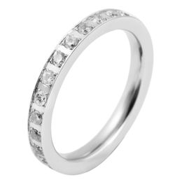 Adelia&acute;s ADELIA ́S Damen Fingerring "Damen Ring aus Edelstahl mit Strass Steinchen", 58, Edelstahlsilber, Edelstahl, Fingerringe