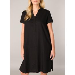 Base Level Damen Tunikakleid "Yacin", schwarz, Gr. 48, unifarben, Web, Obermaterial: 55% Leinen, 45% Viskose, Kleider, Sommerkleid mit Leinen