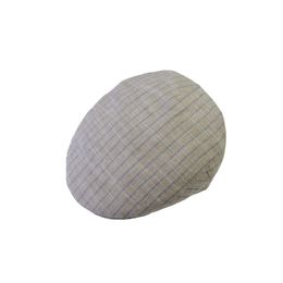 Chaplino Herren Flat Cap, beige, Gr. 55, gestreift, 50% Leinen, 50% Baumwolle, Caps, mit dezenten Streifen