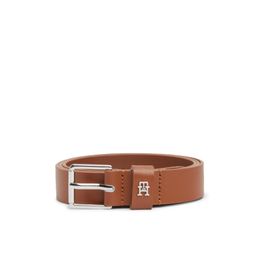 Tommy Hilfiger Damen Lederg&uuml;rtel "SQUARE 2.5 cm breit SILVER"cognac, Gr. 70, unifarben, Web, Rindsleder, G&uuml;rtel, Gr&ouml;&szlig;enverstellbar durch Schnalle