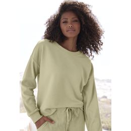 s.Oliver Damen Sweatshirt, Gr. 40, gr&uuml;n, Rippware, Obermaterial: 100% Baumwolle, unifarben, Basic, Sweatshirts, aus Ripp-Qualit&auml;t mit &uuml;berschnittenen
