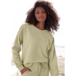 s.Oliver Damen Sweatshirt, Gr. 32, gr&uuml;n, Rippware, Obermaterial: 100% Baumwolle, unifarben, Basic, Sweatshirts, aus Ripp-Qualit&auml;t mit &uuml;berschnittenen