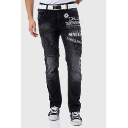 Cipo & Baxx CIPO & BAXX Herren 5-Pocket-Jeans "Jeans", schwarz, Gr. 31, unifarben, 98% Baumwolle, 2% Elasthan, Jeans, mit zahlreichen Details