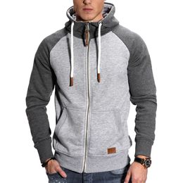 behype Herren Sweatjacke "RAGLAN", grau, Gr. M, unifarben, 70% Baumwolle, 30% Polyester, Sweatjacken, mit Raglan-&Auml;rmeln