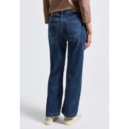 Street One Damen Weite Jeans "QR Denim-Wide Leg"mid blau soft washed, Gr. 28, unifarben, Denim/Jeans, Obermaterial: 79% Baumwolle, 15% Polyester