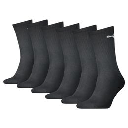Puma Herren Socken "Puma UNISEX CREW SOCK 6P ECOM", Gr. 43, schwarz, Baumwollmischung, Socken, Cat-Logo, Frottee-Sohle, Ripp-B&uuml;ndchen