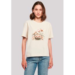 F4NT4STIC Damen T-Shirt "Vogelnest Blumen", wei&szlig;, Gr. XL, Obermaterial: 100% Baumwolle, Shirts, Premium Qualit&auml;t