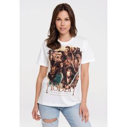 logoshirt Damen T-Shirt "Hobbit - Poster", wei&szlig;, Gr. L, unifarben, 100% Baumwolle, Shirts, mit lizenziertem Print