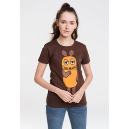 logoshirt Damen T-Shirt "Die Sendung mit der Maus", braun, Gr. M, bedruckt, 100% Baumwolle, Shirts, mit lizenziertem Design