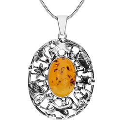 OSTSEE-SCHMUCK Damen Kette mit Anh&auml;nger "- Fischland 56x35 mm - Silber 925/000 - Bernstein", 50, Silber 925 (Sterlingsilber), silber, Silber 925