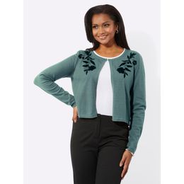 Damen Cardigan, gr&uuml;n, Gr. 40, unifarben, 50% Viskose, 28% Polyester, 22% Polyamid, Strickjacken