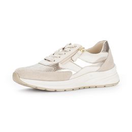 Gabor Damen Keilsneaker "COMO", Gr. 43beige kombiniert, Leder, Textil, Schuhe, Freizeitschuh, Halbschuh, Schn&uuml;rschuh in Komfortweite K (=extraweit)