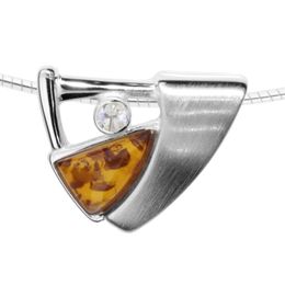 OSTSEE-SCHMUCK Damen Kette mit Anh&auml;nger "- Gleiter-Sigri - Silber 925/000 - Bernstein/Zirk.", 50, Silber 925 (Sterlingsilber), silber, Silber 925