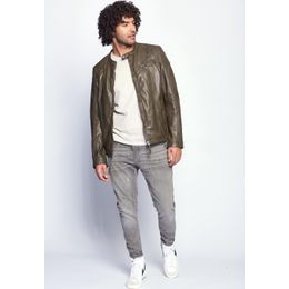 Mustang Herren Lederjacke "Cooper", gr&uuml;n, Gr. S, Obermaterial: 100% Leder, Lamm / Innenmaterial: 100% Baumwolle / &Auml;rmelfutter. 100% Polyester, Jacken