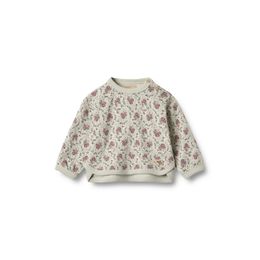 Rundhalsshirt Wheat "Wheat Sweatshirt L/S Emery", M&auml;dchen, Gr. 74, slightly gr&uuml;n flowers, 95% Baumwolle, 5% Elasthan, gebl&uuml;mt, normal, Rundhals, Shirts Rundhalsshirt