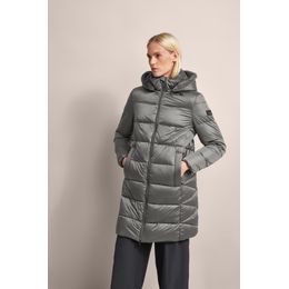Bugatti Damen Kurzmantel, grau, Gr. 38, unifarben, 60% Polyester, 40% Polyamid, M&auml;ntel, mit abtrennbarer Kapuze