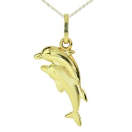 OSTSEE-SCHMUCK Damen Kette und Anh&auml;nger Set "- Delphinpaar - Gold 333/000 -", 45, gold, Gelbgold 333, Schmuck_Sets