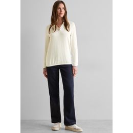 Cecil Damen Langarmshirt, wei&szlig;, Gr. XXL, unifarben, Stoff, 95% Viskose, 5% Elasthan, Shirts, mit Elastiksaum