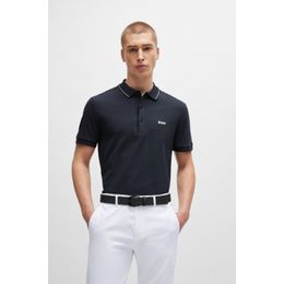 BOSS Green Herren Poloshirt "Paule", blau, Gr. S, unifarben, Jersey, Obermaterial: 100% Baumwolle, Shirts, mit Polokragen