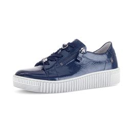 Gabor Damen Plateausneaker, Gr. 35, blau, Lackleder, gl&auml;nzend, Schuhe, Freizeitschuh, Halbschuh, Schn&uuml;rer mit edlen Schmuck-Motiven