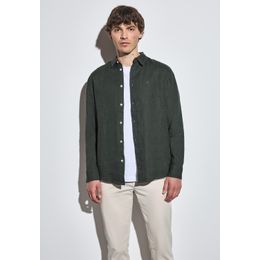 Street One MEN Herren Leinenhemd, gr&uuml;n, Gr. XL, unifarben, Leinenmischung, 100% Leinen, Hemden, mit Knopfleiste